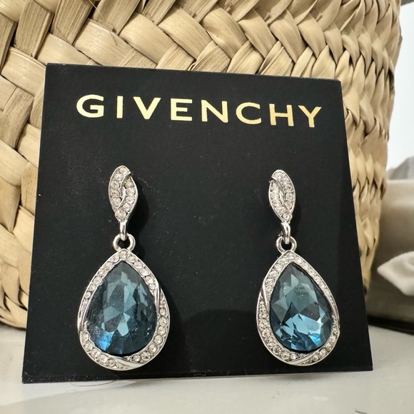 Givenchy | Jewelry | Givenchy Teardrop Blue Silver Earrings | Poshmark